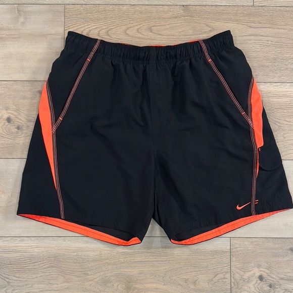 Nike | Swim | Nike Mens Core Velocity Black And Orange Swim Shorts ...